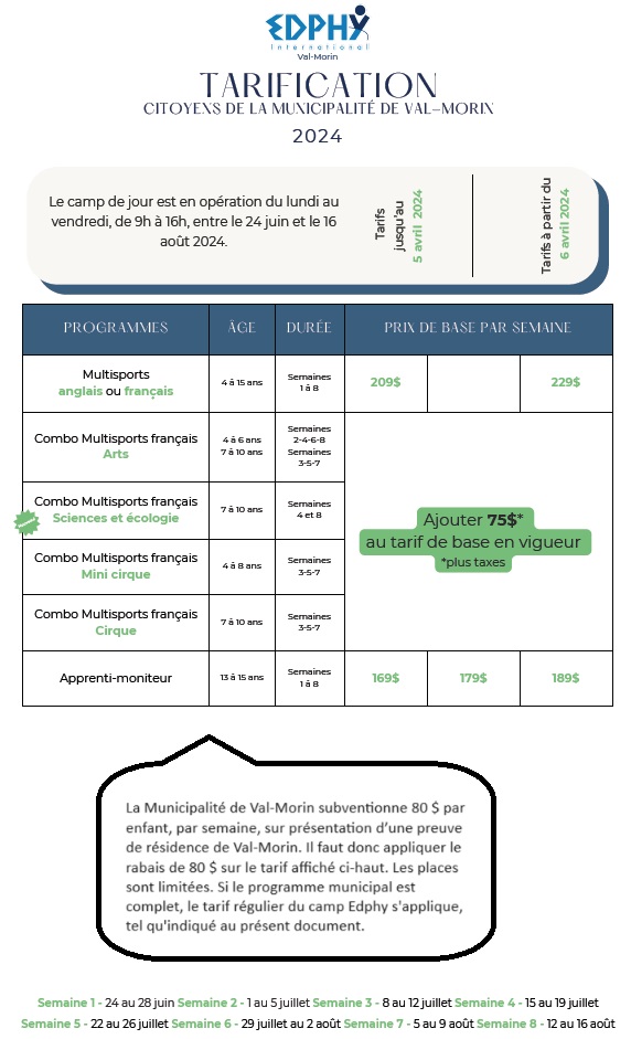 Municipalité de Val-Morin - Camp de jour